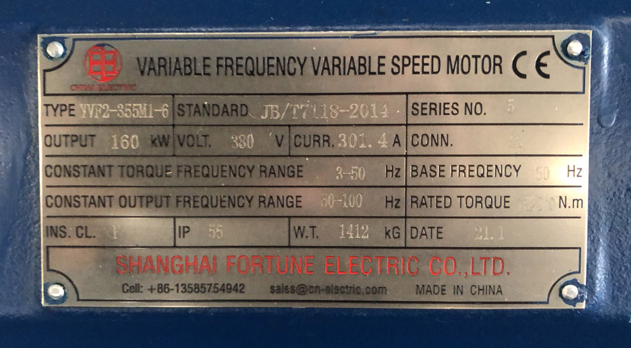 YTSP200L-4TH 30 kW YTSP315M2-4 160 kW YVF2-355M1-6 160kW 380 V IC416 ...