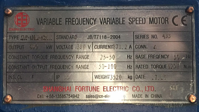 Y2VP400L2-6 450kW 380V IC416 variable frequency inverter motors were ...